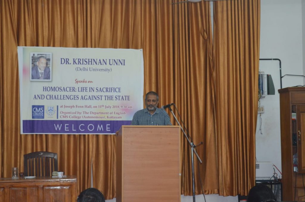 Talk by Dr. Krishnan Unni - CMS College Kottayam